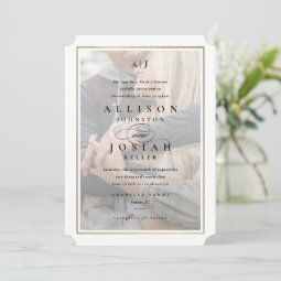 Classic Elegant Gold Photo Wedding Invitation | Zazzle