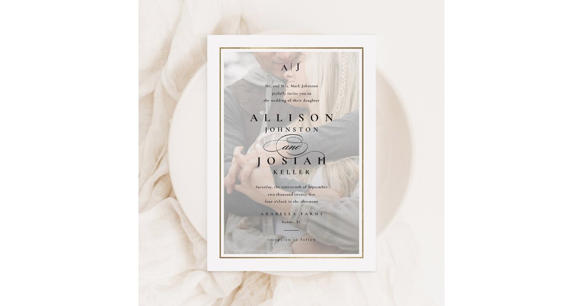 Classic Elegant Gold Photo Wedding Invitation | Zazzle