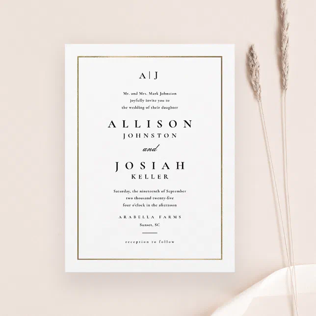 Classic Elegant Gold Wedding Invitation | Zazzle