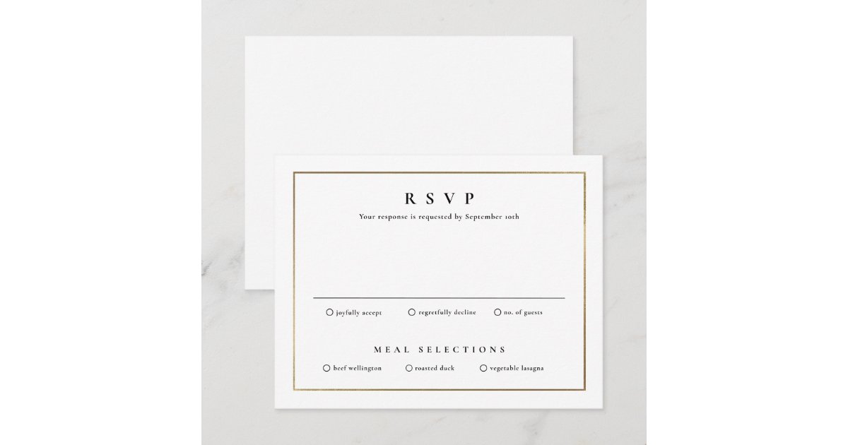 Classic Elegant Gold Wedding RSVP Card | Zazzle