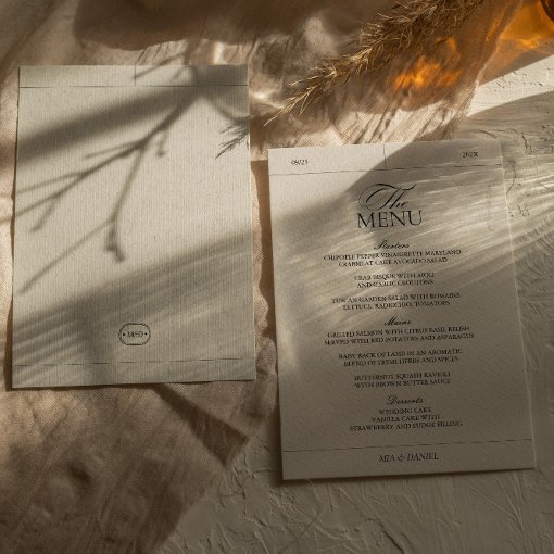 Classic Elegant Light Gray Vintage Label Wedding Menu | Zazzle