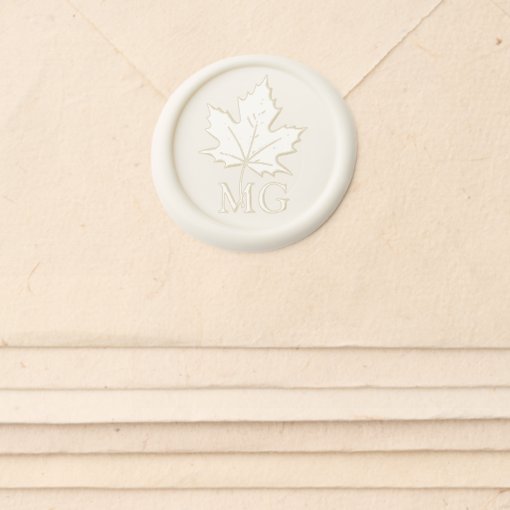 Classic Elegant Maple Leaf Custom Initials Wax Seal Sticker | Zazzle