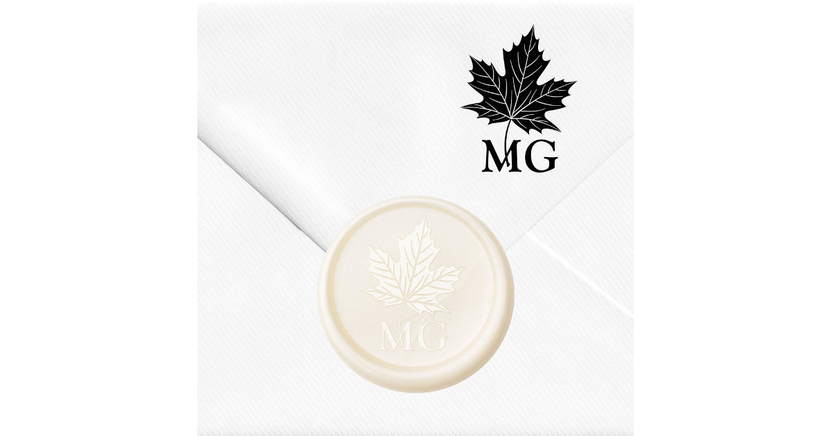 Classic Elegant Maple Leaf Custom Initials Wax Seal Sticker | Zazzle