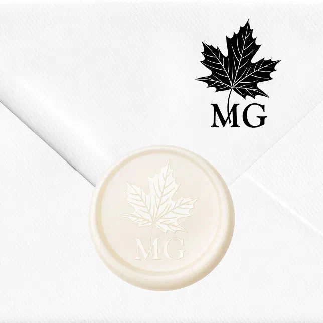 Classic Elegant Maple Leaf Custom Initials Wax Seal Sticker | Zazzle