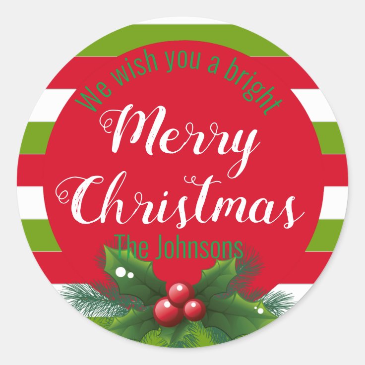 Classic Elegant Merry Christmas Classic Round Sticker | Zazzle