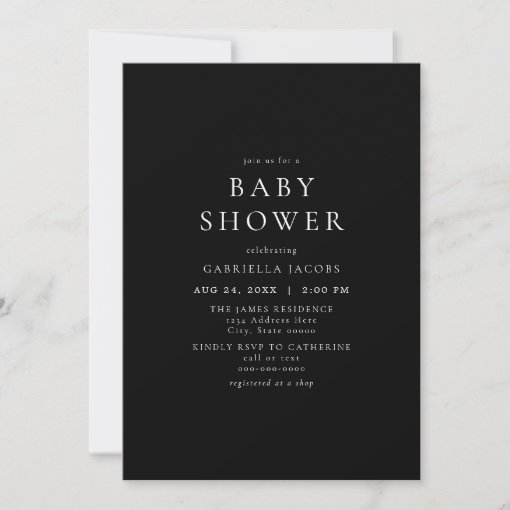 Classic Elegant Minimalist Black Baby Shower Invitation | Zazzle