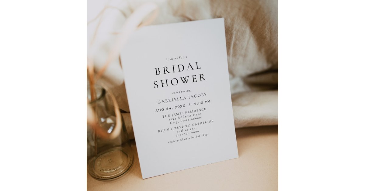Classic Elegant Minimalist Simple Bridal Shower Invitation | Zazzle