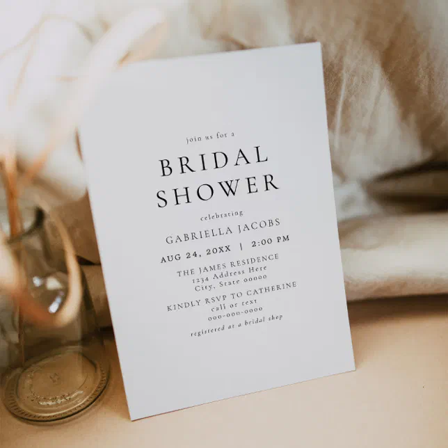 Classic Elegant Minimalist Simple Bridal Shower Invitation | Zazzle