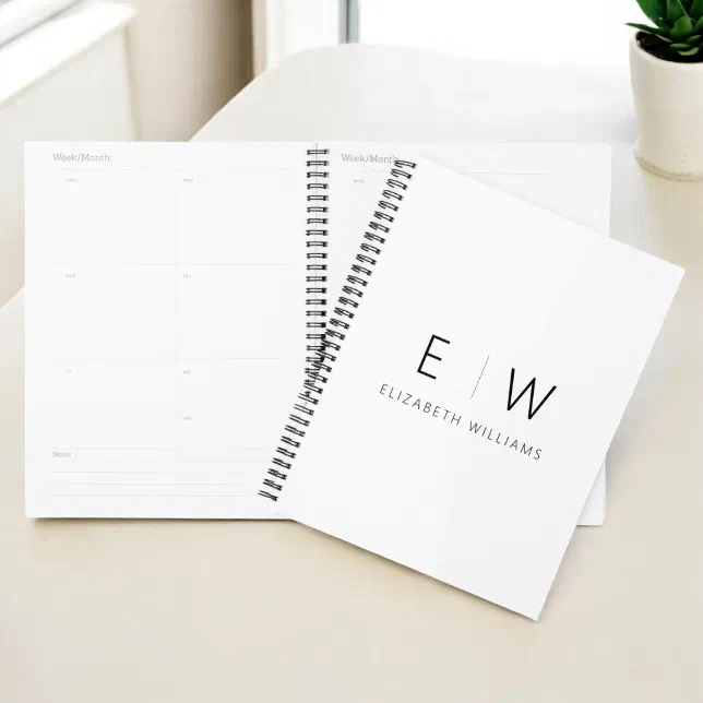 Classic Elegant Modern Minimalist Monogram Name Planner | Zazzle