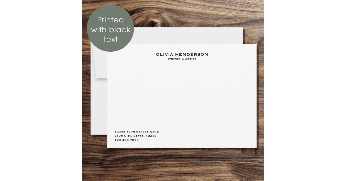 Classic & Elegant Professional Business Black Note Card | Zazzle