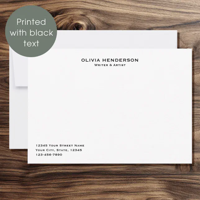 Classic & Elegant Professional Business Black Note Card | Zazzle