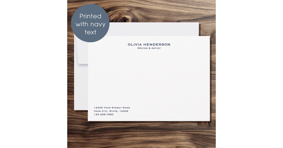 Classic & Elegant Professional Business Blue Note Card | Zazzle