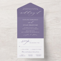 Classic Elegant Purple Wedding All In One Invitation | Zazzle