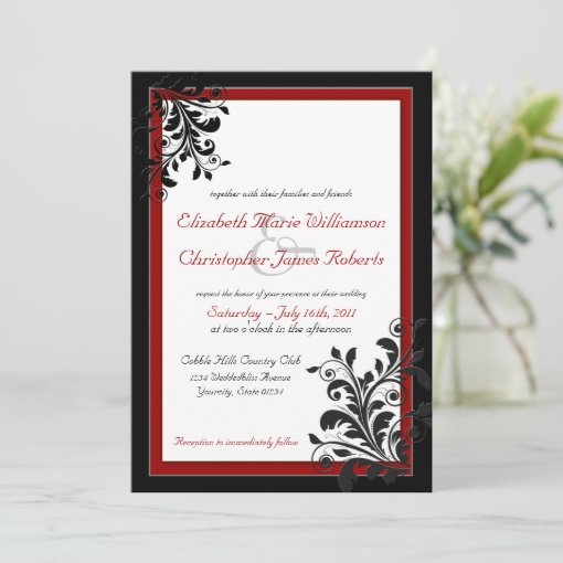 Classic Elegant Red Wedding Invitation | Zazzle