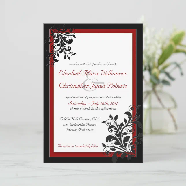 Classic Elegant Red Wedding Invitation | Zazzle