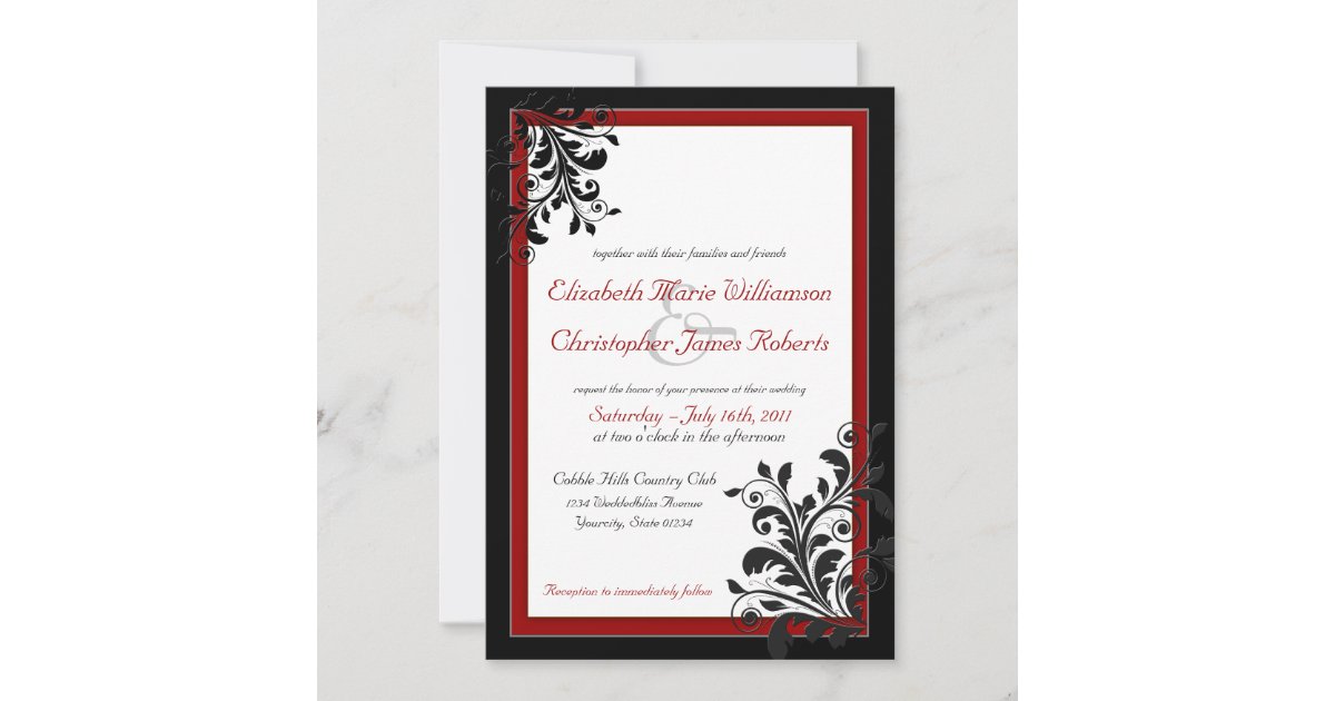 Classic Elegant Red Wedding Invitation | Zazzle.com