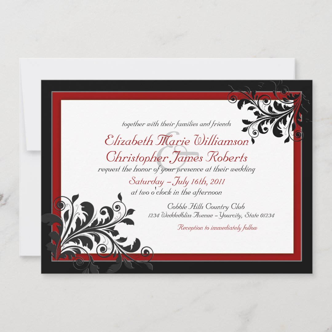 Classic Elegant Red Wedding Invitation | Zazzle