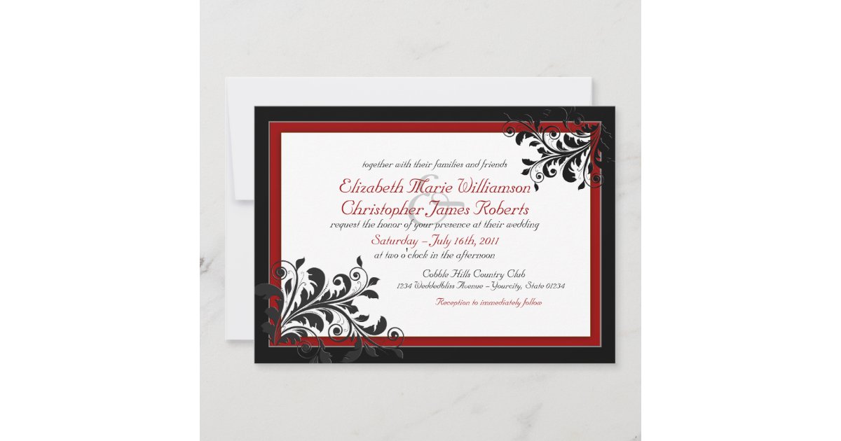 Classic Elegant Red Wedding Invitation | Zazzle