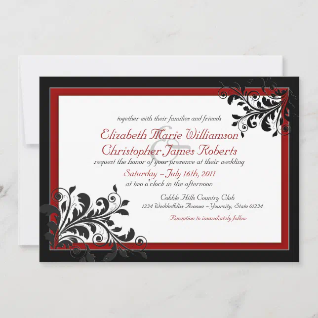 Classic Elegant Red Wedding Invitation | Zazzle