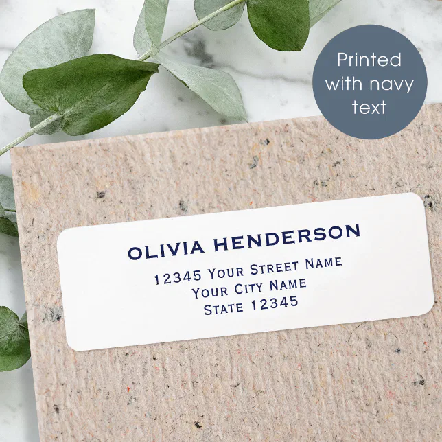 Classic & Elegant Return Navy Blue Address Label | Zazzle