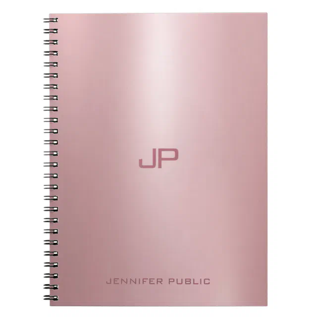 Classic Elegant Rose Gold Monogrammed Template Notebook | Zazzle
