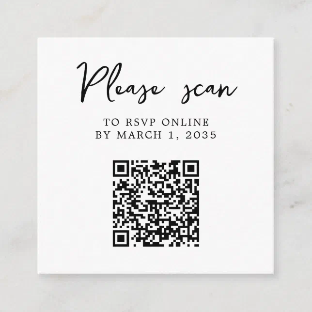 Classic Elegant RSVP QR Code Enclosure Card | Zazzle