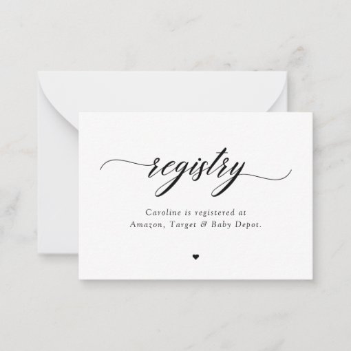 Classic Elegant Script Baby Bridal Shower Registry Note Card | Zazzle