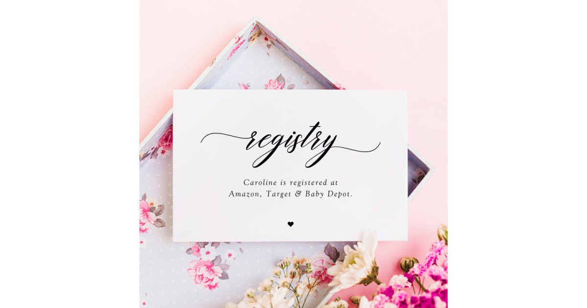 Classic Elegant Script Baby Bridal Shower Registry Note Card | Zazzle