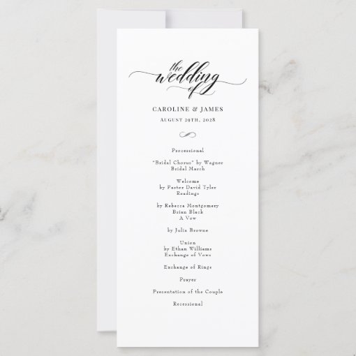 Classic Elegant Script Front Back Wedding Program | Zazzle