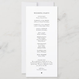 Classic Elegant Script Front Back Wedding Program | Zazzle