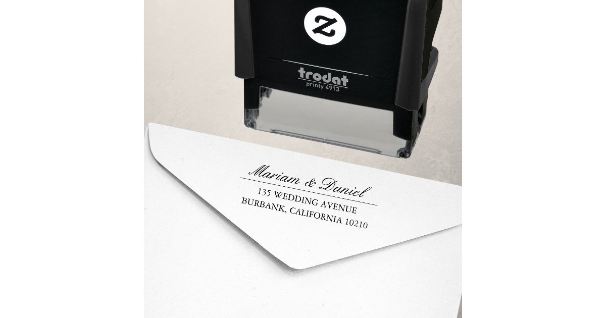 Classic Elegant Script Simple Names Return Address Self-inking Stamp ...