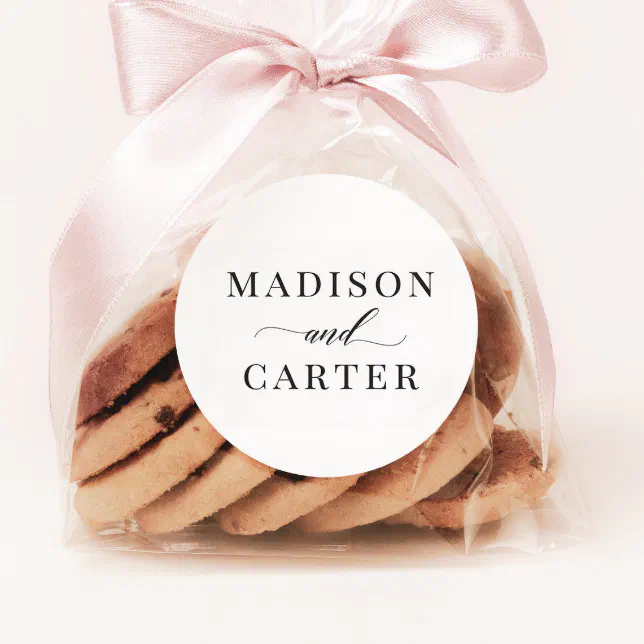 Classic Elegant Script Wedding Favor Stickers | Zazzle