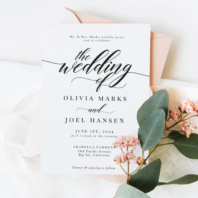 Classic Elegant Script Wedding Invitation | Zazzle