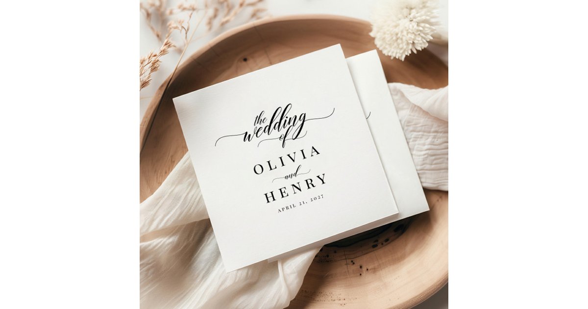 Classic Elegant Script Wedding Napkins Zazzle