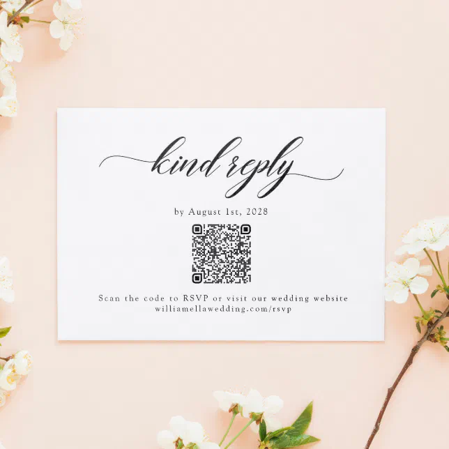 Classic Elegant Script Wedding QR Code RSVP Card | Zazzle