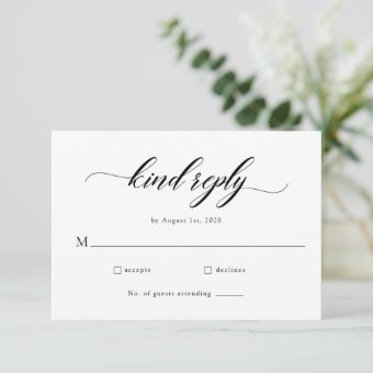 Classic Elegant Script Wedding RSVP Card | Zazzle