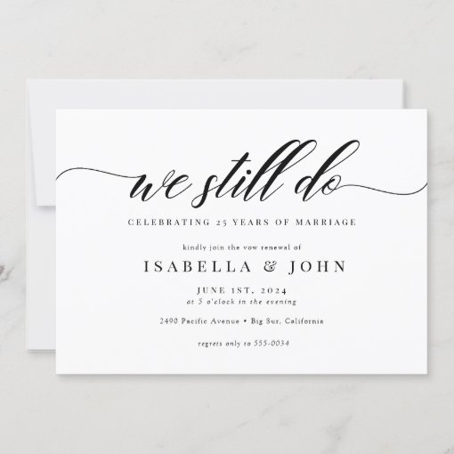 Classic Elegant Script Wedding Vow Renewal Invitation | Zazzle