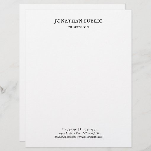 Classic Elegant Simple Design White Nostalgic Look Letterhead | Zazzle