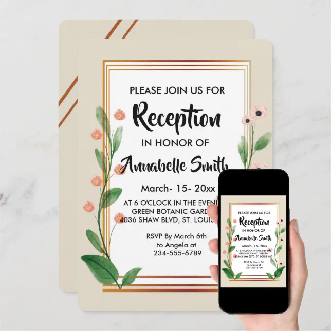 Classic & Elegant Sophisticated Reception Invitation | Zazzle