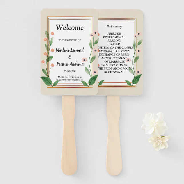 Classic & Elegant Sophisticated Wedding Program Hand Fan | Zazzle