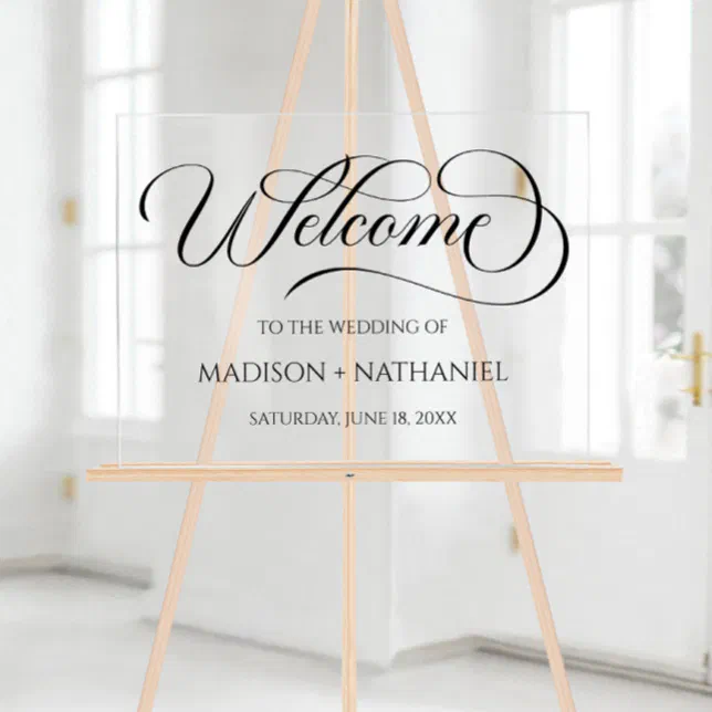 Classic Elegant Wedding Acrylic Welcome Sign | Zazzle