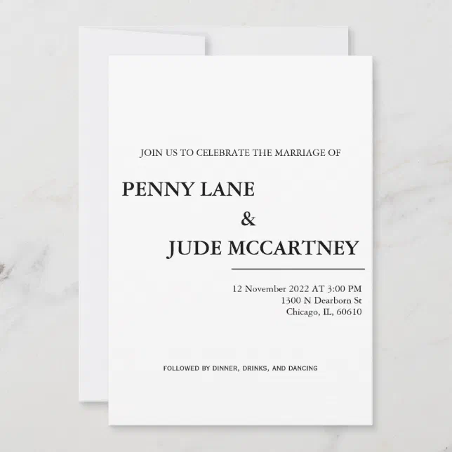 Classic Elegant Wedding Invitation | Zazzle