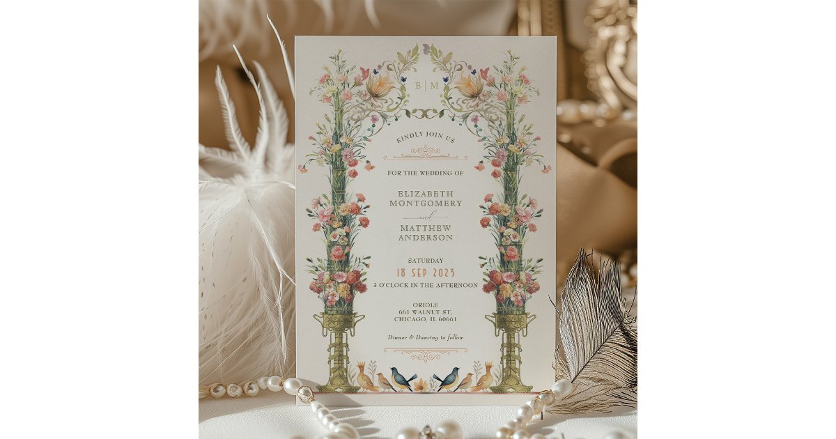 Classic Enchanted Garden Wedding Invitation | Zazzle