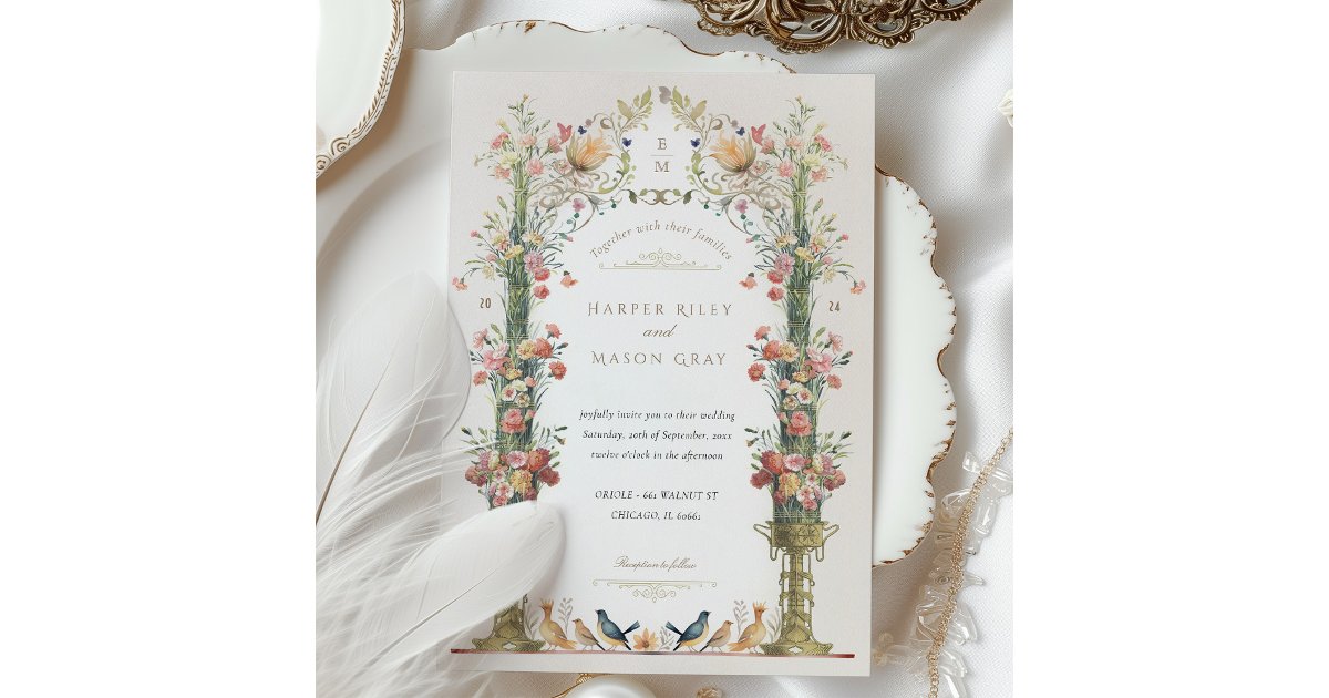 Classic Enchanted Garden Wedding Invitation | Zazzle