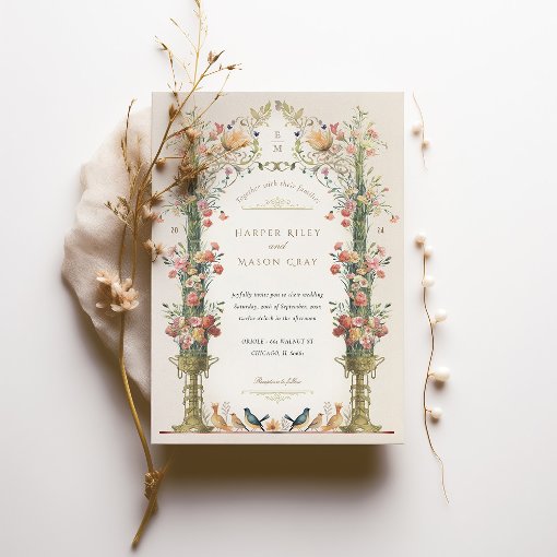 Classic Enchanted Garden Wedding Invitation | Zazzle