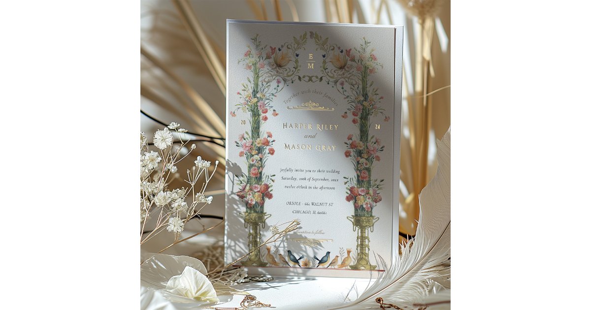 Classic Enchanted Garden Wedding Invitation Foil Invitation | Zazzle