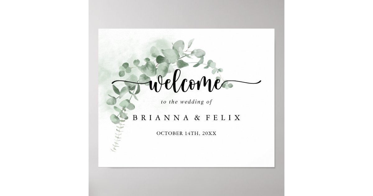 Classic Eucalyptus Foliage Wedding Welcome Sign | Zazzle