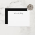 Classic Family Name Script Calligraphy Black Note Card | Zazzle