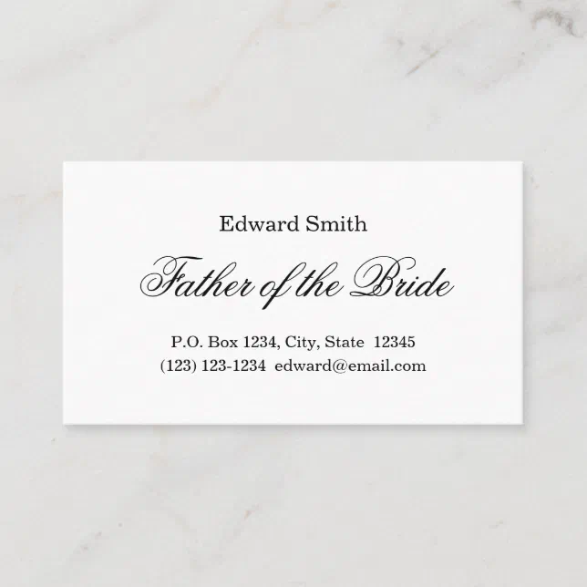 Classic Father of the Bride Business Cards | Zazzle