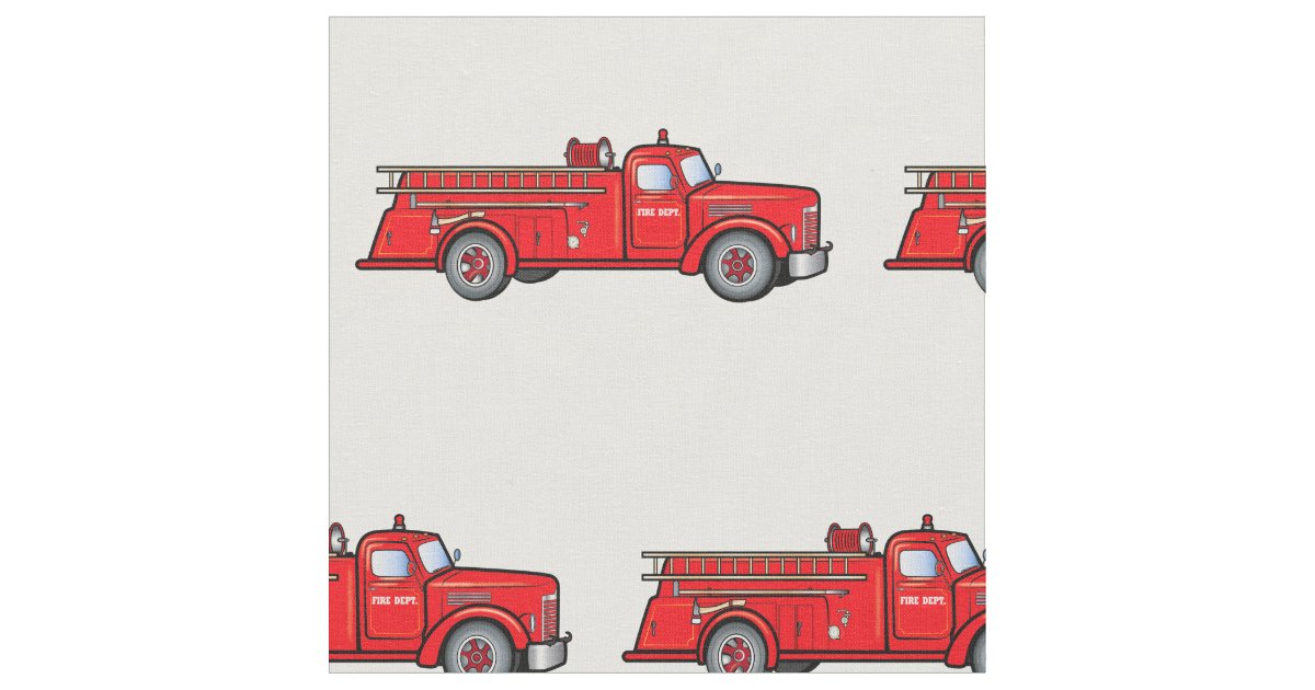 Classic Fire Engine Fabric | Zazzle